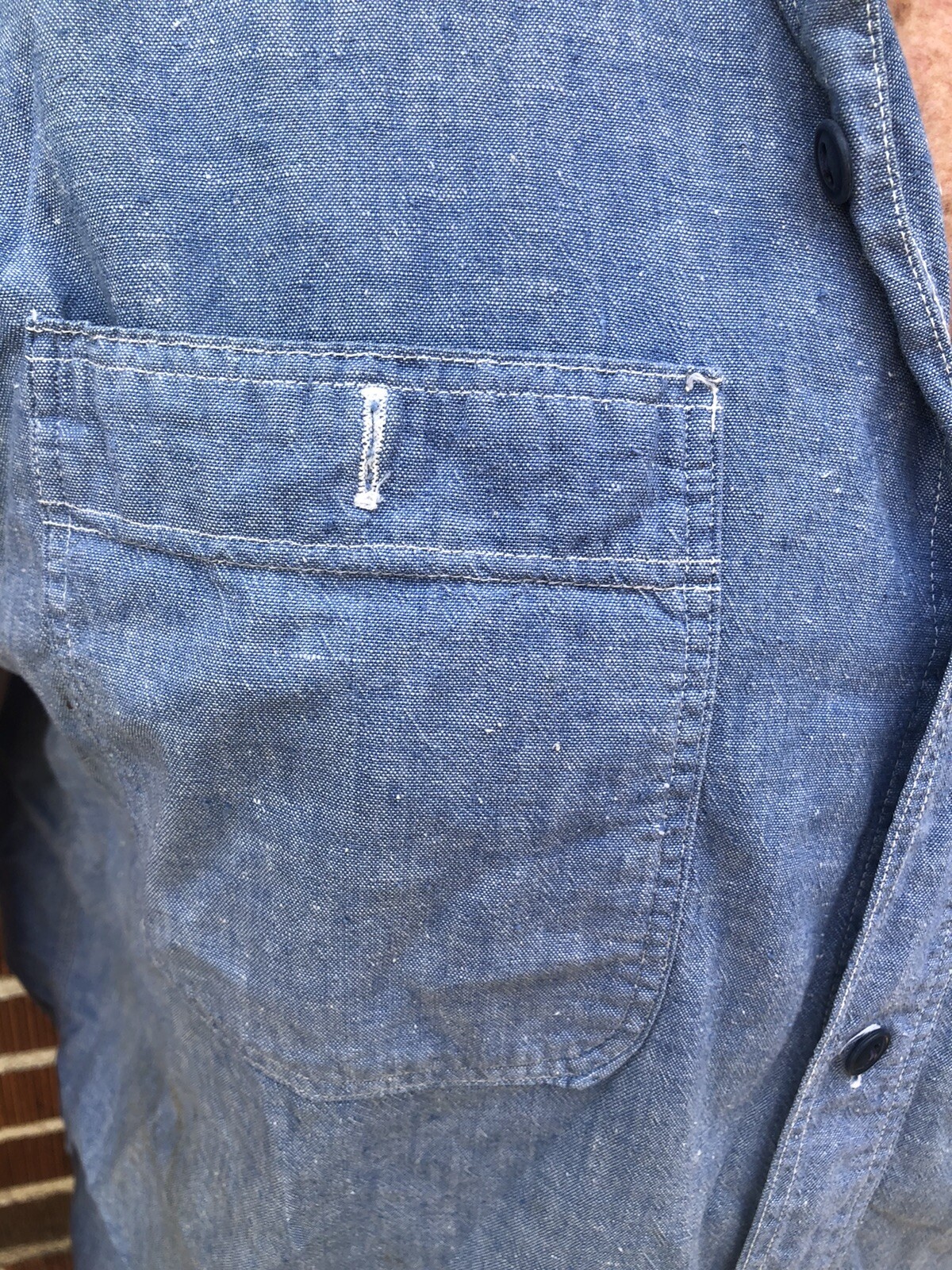 Vintage Work Shirt SEARS Distressed 60s Workwear Den… - Gem