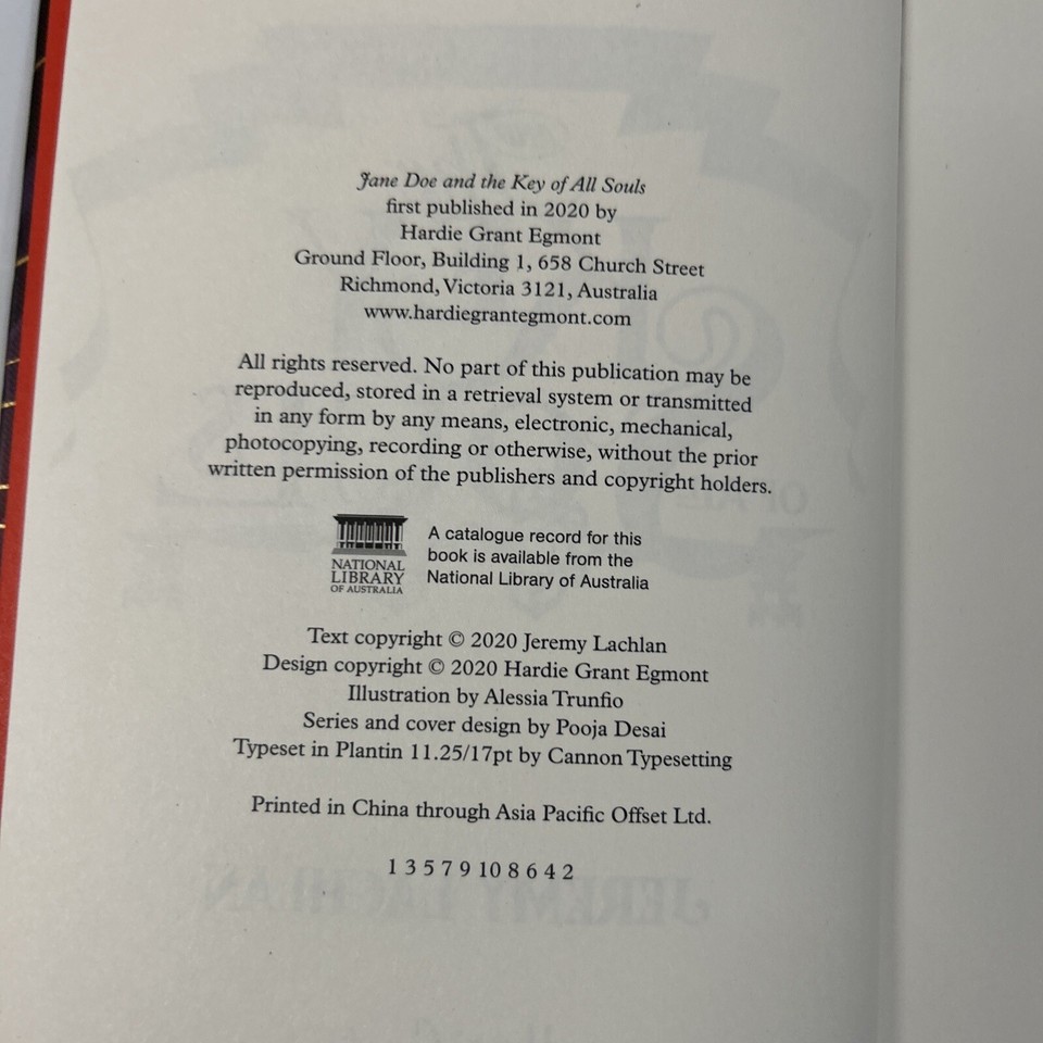 Jane Doe and the Key of All Souls by Jeremy Lachlan (English) Hardcover ...