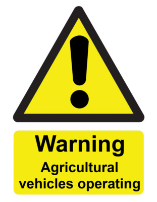 Warning Agricultural Vehicles Operating Sign Adhesive Sticker Notice ...