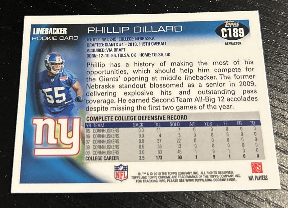 2010 Topps Chrome Phillip Dillard Rookie Refractor | eBay