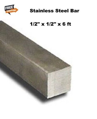 Stainless Steel Square Bar 1/2" x 6 Feet 304 Alloy Solid Stock 72" Long ...