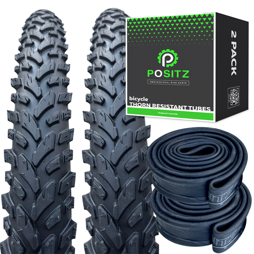Positz 26" MTB Value Bundle of 2x Bike Tyres 26 x 2.125 + 2 Heavy Duty Tubes New | eBay Australia