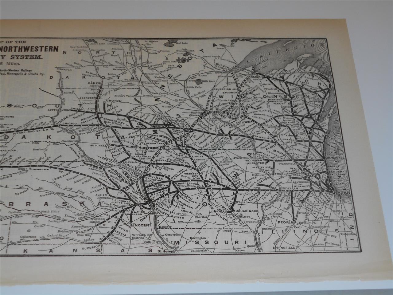 Original Map of the Chicago & Northwestern Railway System from 1908 | eBay