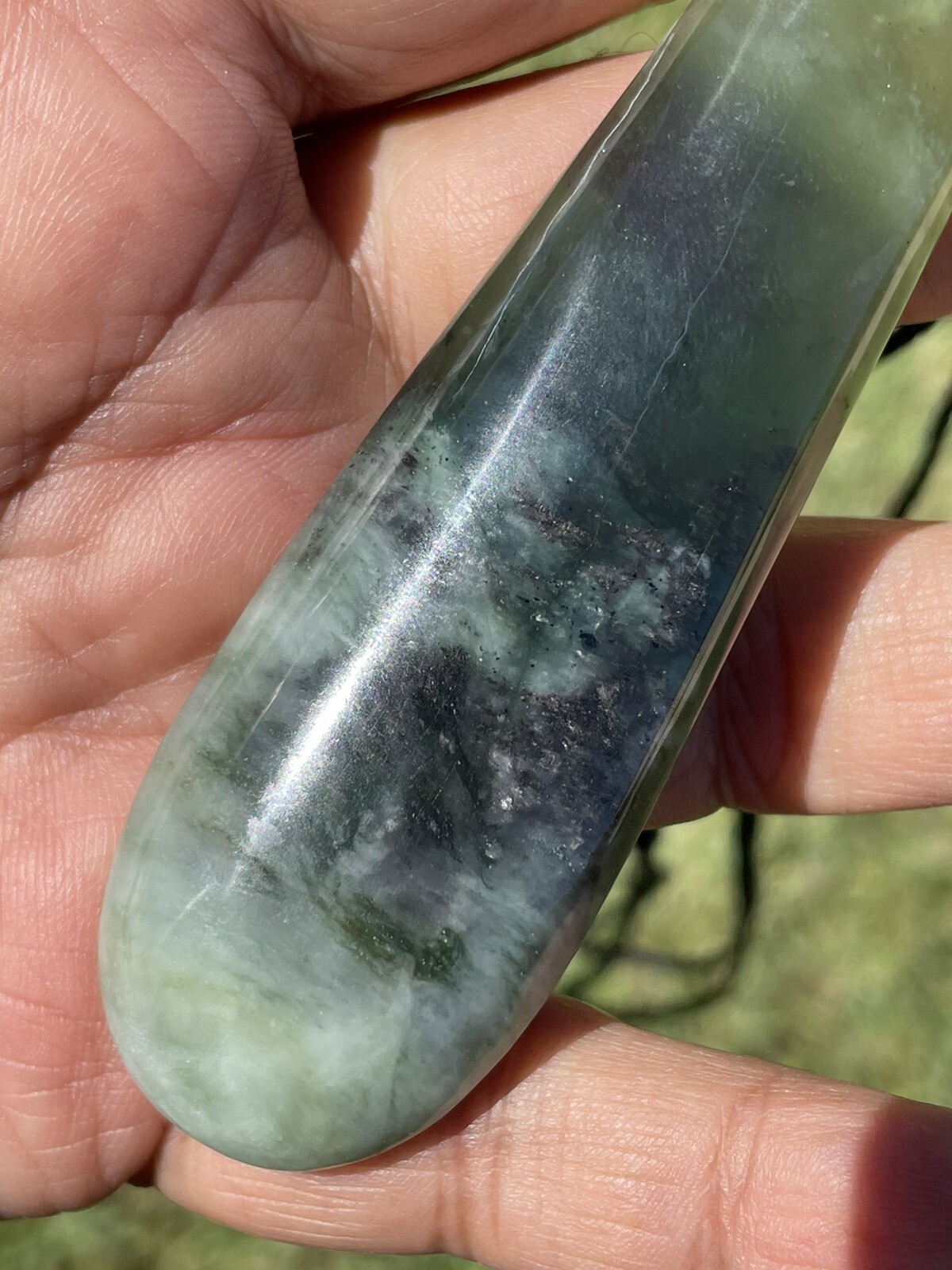 110mm NZ BOWENITE Maori Greenstone Pounamu RAREST WHITE JADE V BIG KURU ...