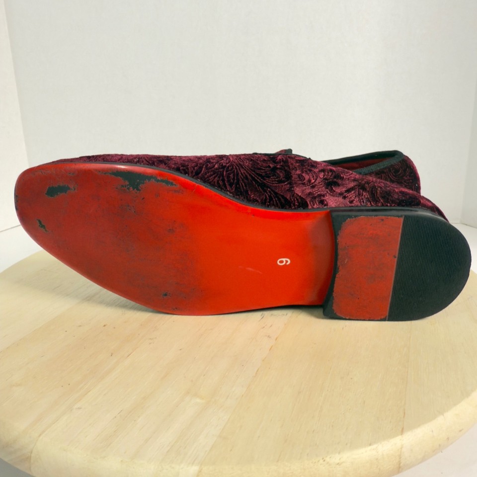 La Milano Men's Loafer Burgundy Broderick II Velvet Paisley Slip-On ...