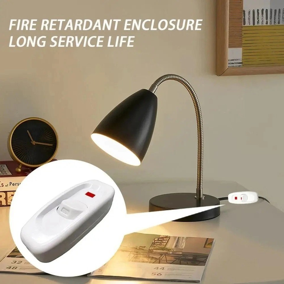 250V 10A Inline ON/OFF Button Table Lamps Desk Light Cord Cable Switch ...