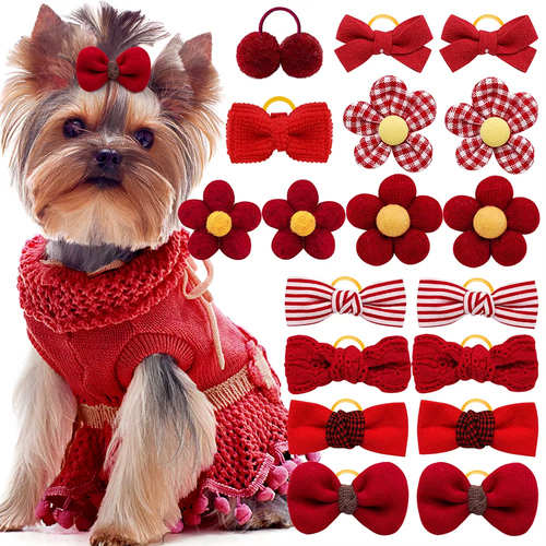 20PCS Handmade Dog Bows for Pet Supplies Cotton Bows for Small Dogs ...