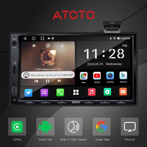 ATOTO 7" Double DIN Car Radio Wireless Carplay Android Multimedia ...