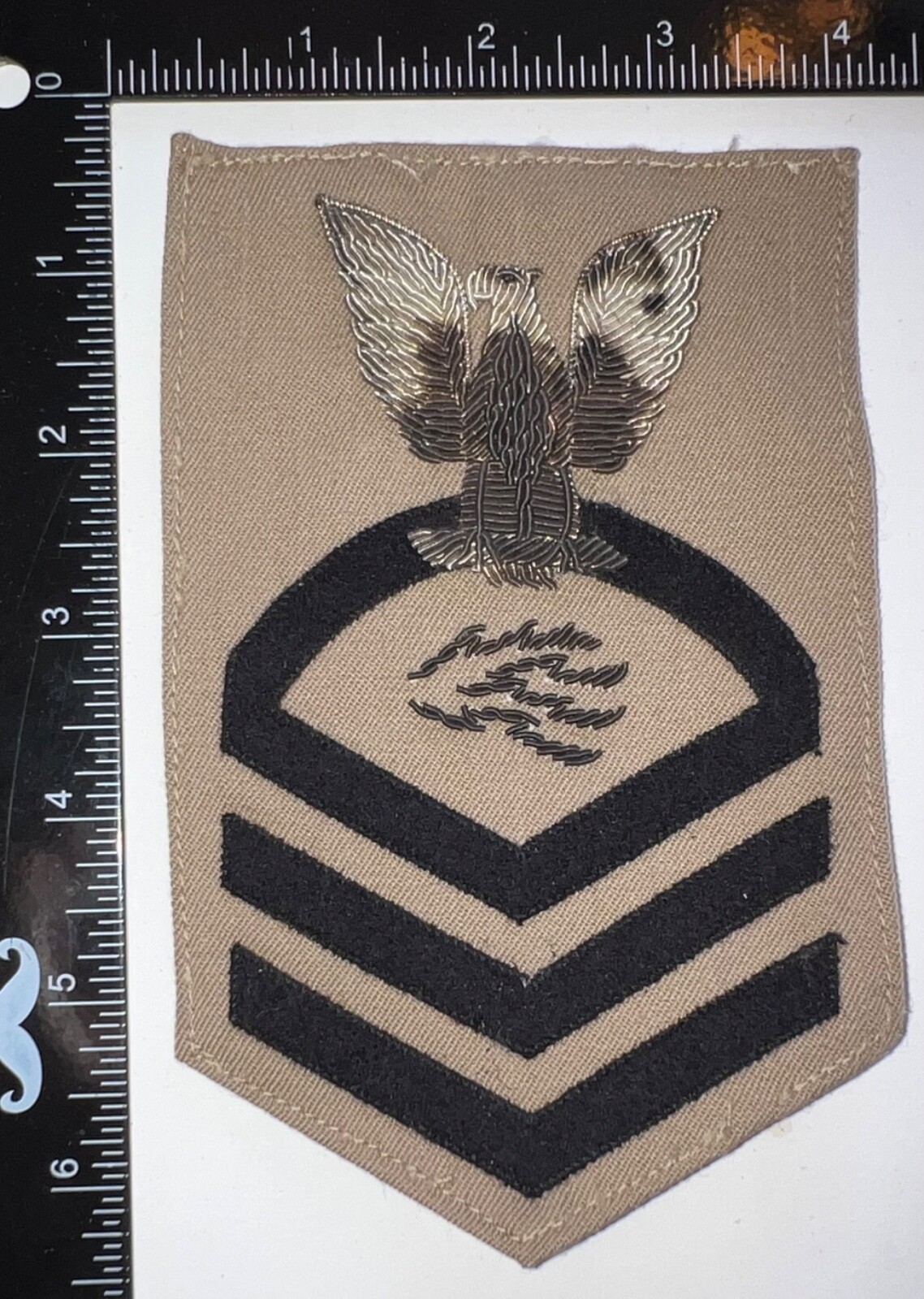 USN US Navy Radioman Chief Petty Officer CPO Rate Khaki SILVER BULLION ...