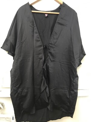 VICTORIA’S SECRET Black Tie Front Silky/Polyester Robe Women's One Size ...