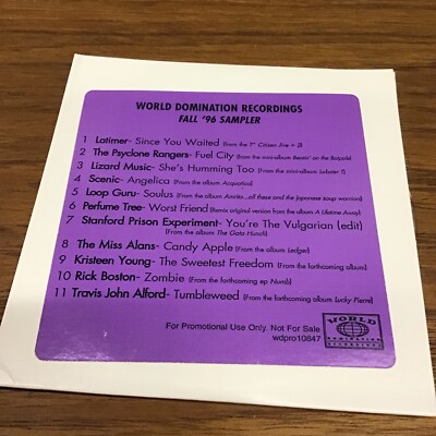 WORLD DOMINATION RECORDINGS FALL 96 SAMPLER PROMO CD C2 | eBay