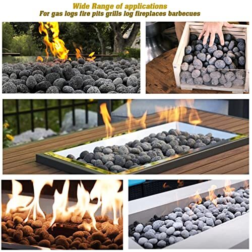 Black Lava Rocks for Fire Pit Natural fire Rocks 2"-3" firepit Rocks 10 ...