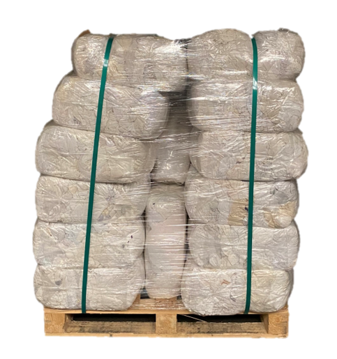 Pallet of 25 lb. Compressed Bag of White T-shirt Rags (40 bags - 1,000 ...