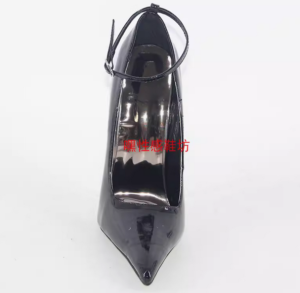 Women 18cm Stiletto Heel Ultra Long Pointed Toe Sexy Heel Ankle Straps ...