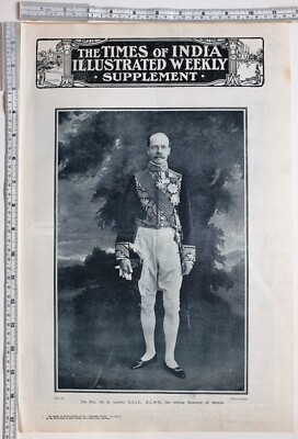 1911 INDIA PRINT HONOURABLE SIR A. LAWLEY RETIRING GOVERNOR OF MADRAS ...