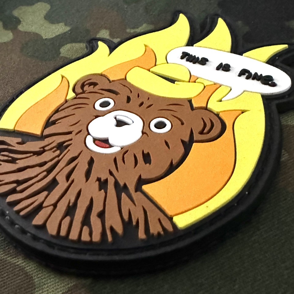 🔥THIS IS FINE SMOKEY BEAR PVC Morale Patch Hook Back MEME FIRE WILDFIRE HOTSHOT | eBay