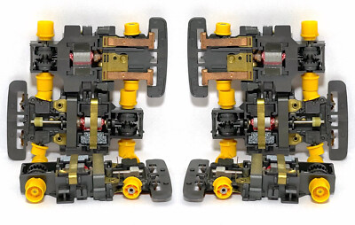 6 1991 TYCO TCR Slot less Car Chassis WIDE YELLOW WHEELS New UNUSED OEM ...