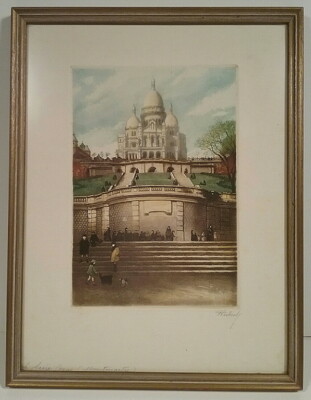Alfred Hubert Hand Colored Etching Sacré-Cœur Basilica Paris France ...