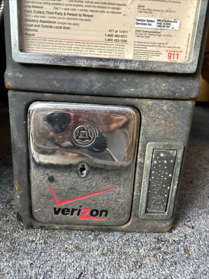 Vintage Phone Booth Payphone Push Button Telephone GTE Frontier Verizon ...