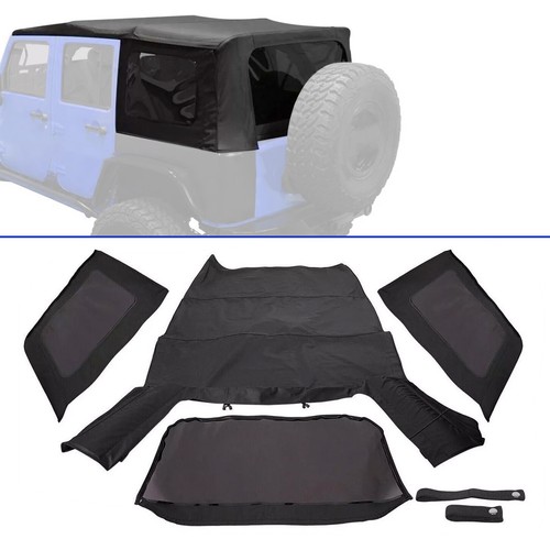 2007-2018 Jeep Wrangler JK Unlimited 4 Door Soft Top With Tinted ...