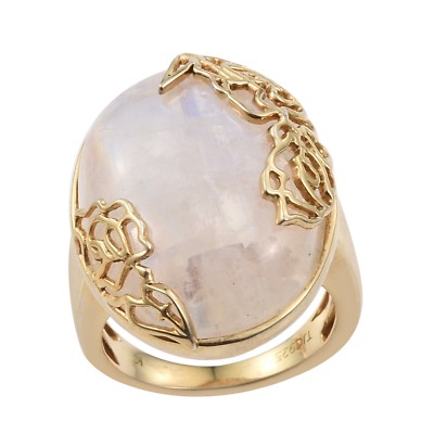 Yellow Gold Rhodium Plated Moonstone Sterling Silver Ring. | eBay