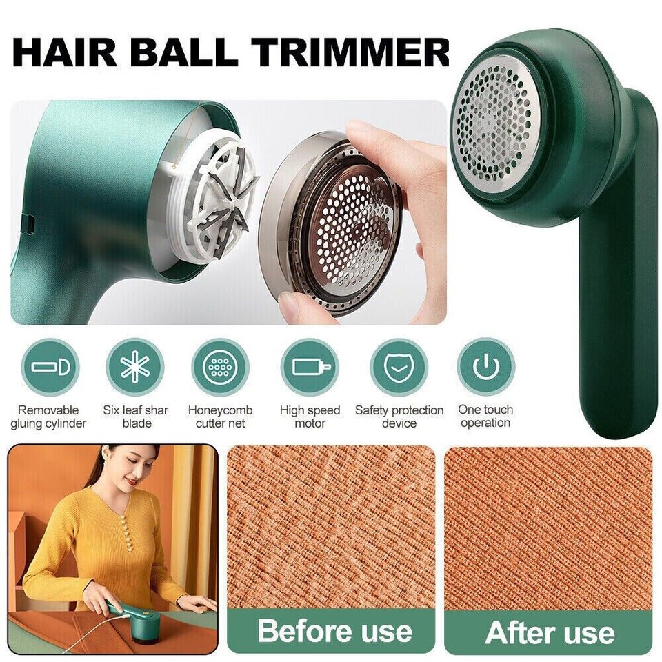 Electric Lint Remover Clothing Cleaner Fabric Shaver 6 Shaves USB ...