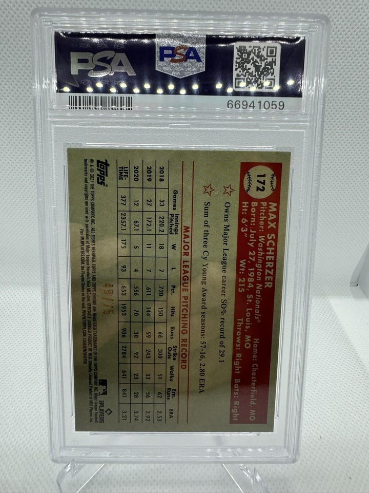 2021 Topps Chrome Plat. Ann. Max Scherzer Rose Gold Mini Diamond Ref ...