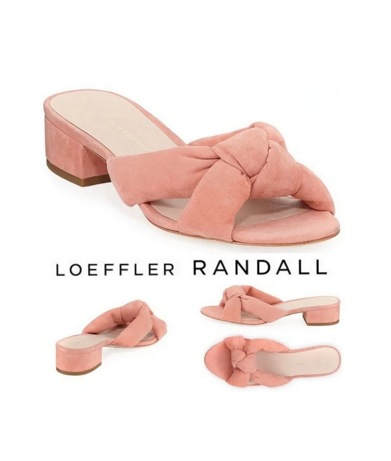 Loeffler Randall Elsie Knotted Slide Sandal Blush Pink / Melon Suede ...