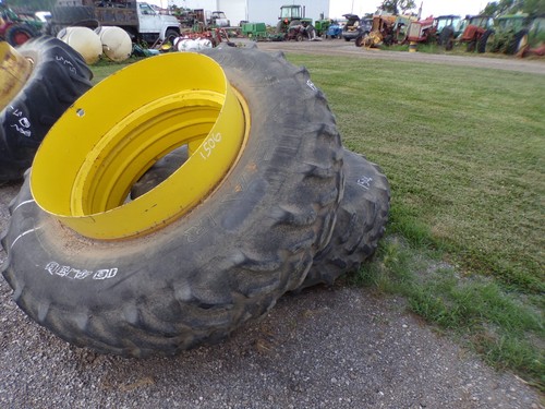 John Deere 4440 Tractor Tires, 18.4x38 T-Rail Duals w/ Spacers, Tag ...