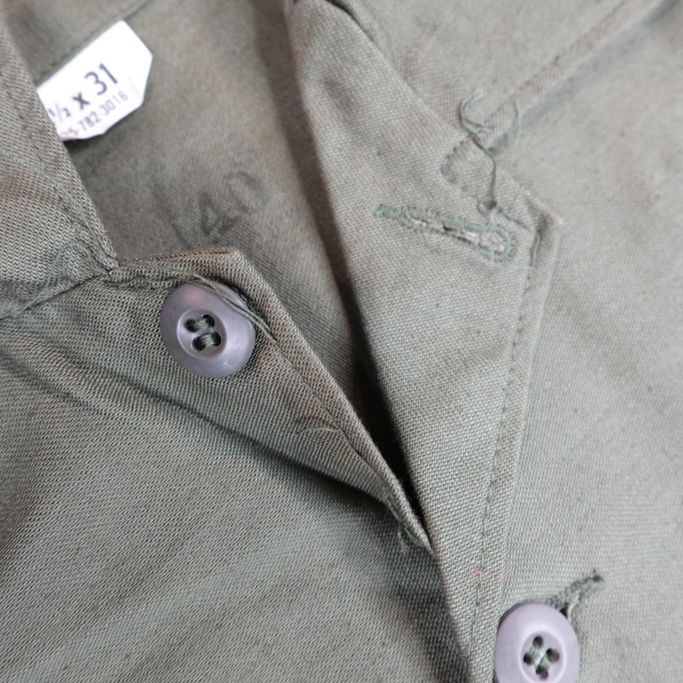 VTG Military Shirt Mens Small Olive OG-107 Sateen 5th Army Patch ...