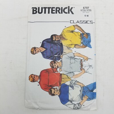 Butterick 6797 Loose Fitting Pullover Shirt Sewing Pattern Mens S M ...