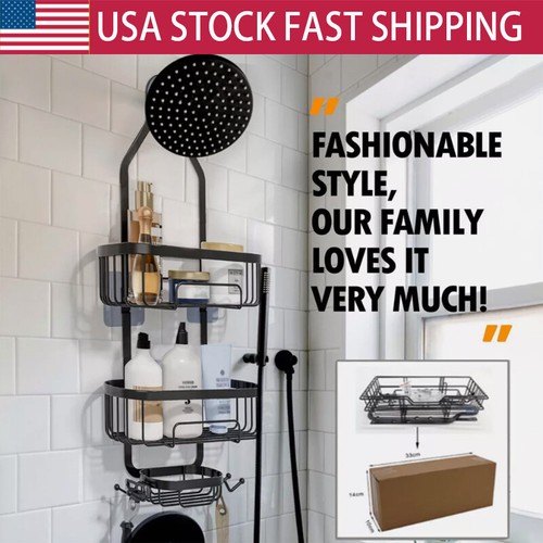 Bath Rack Metal Hanging Shower Caddy Organizer Shelf Rustproof Shower ...