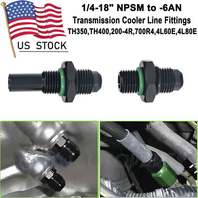 Transmission Oil Cooler Line Adapter 1/4 NPS to -6AN Threads Fittings ...