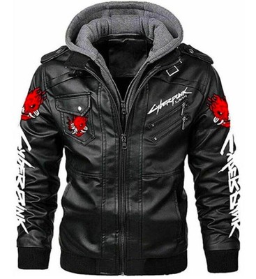 Cyberpunk 2077 Samurai Hooded Black Leather Biker Jacket | Trendy Gamer ...