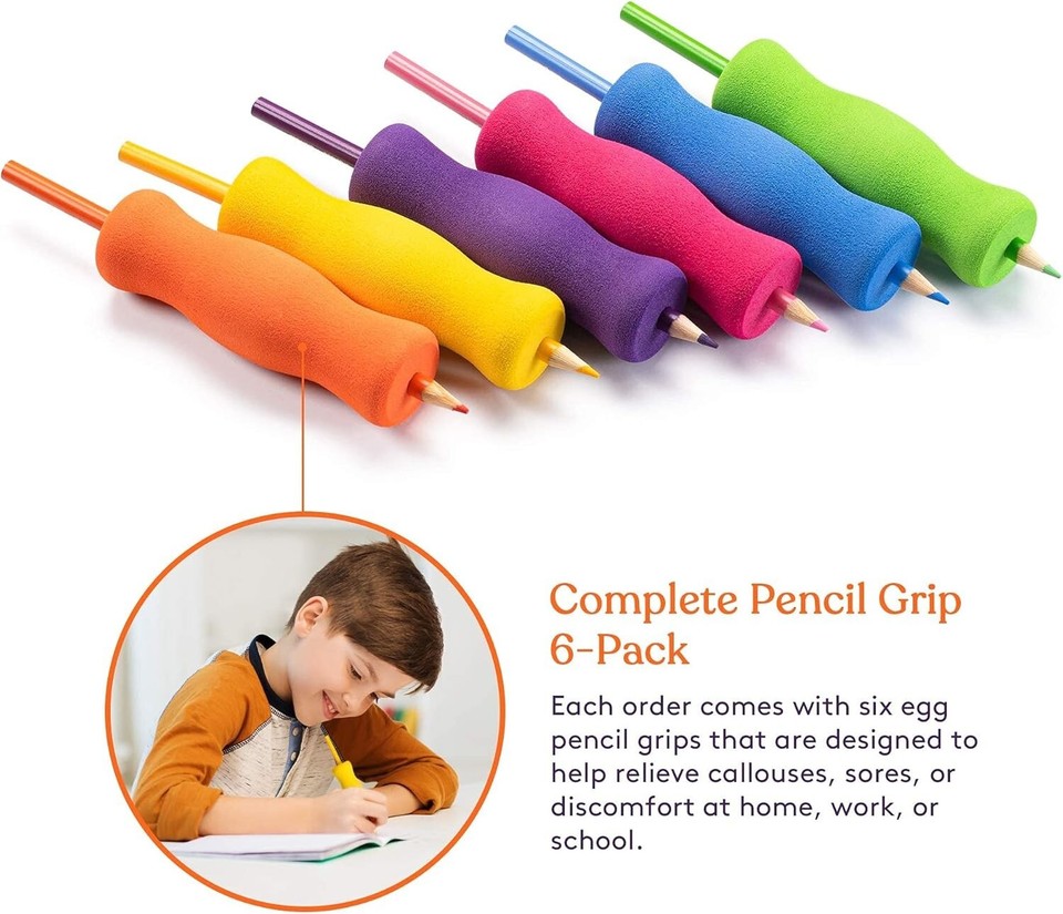 Special Supplies Long Foam Pencil Grips for Kids and Adults Colorful ...