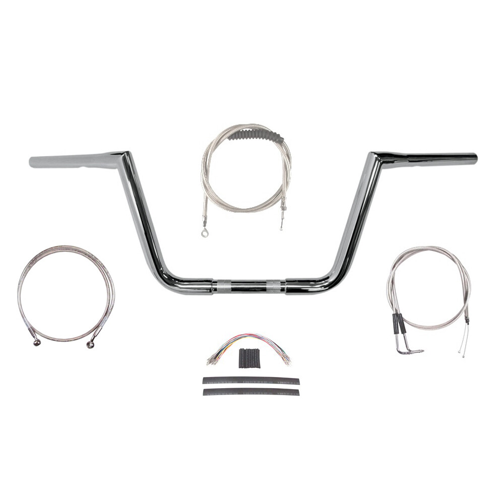 1 1/4" Chrome 10" Twin Peaks Handlebar Kit 1990-1995 Harley-Davidson ...