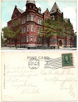 BALTIMORE, MARYLAND (Western High School) 1908 Colorized Photograph PC ...