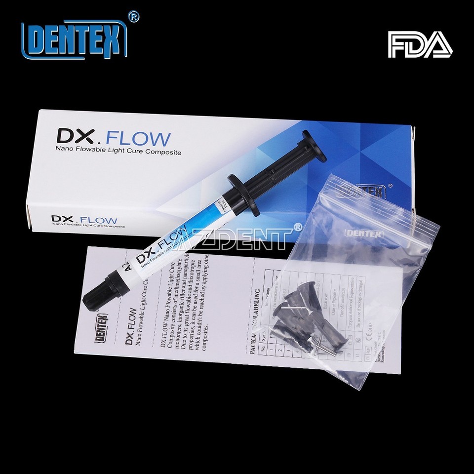 Dentex Dental Light Cure Flowable Composite Resin Tooth Shade A2 Medium ...