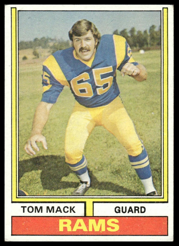 1974 Topps Parker Brothers Pro Draft #126 Tom Mack (126b One *) Los ...