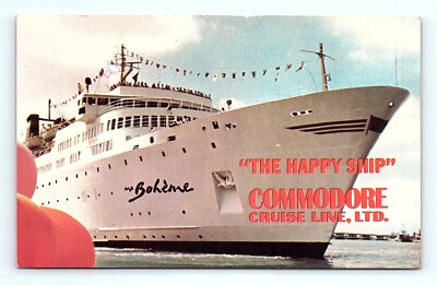 Postcard MS Boheme "The Happy Ship" Ocean Liner Passenger Commodore ...