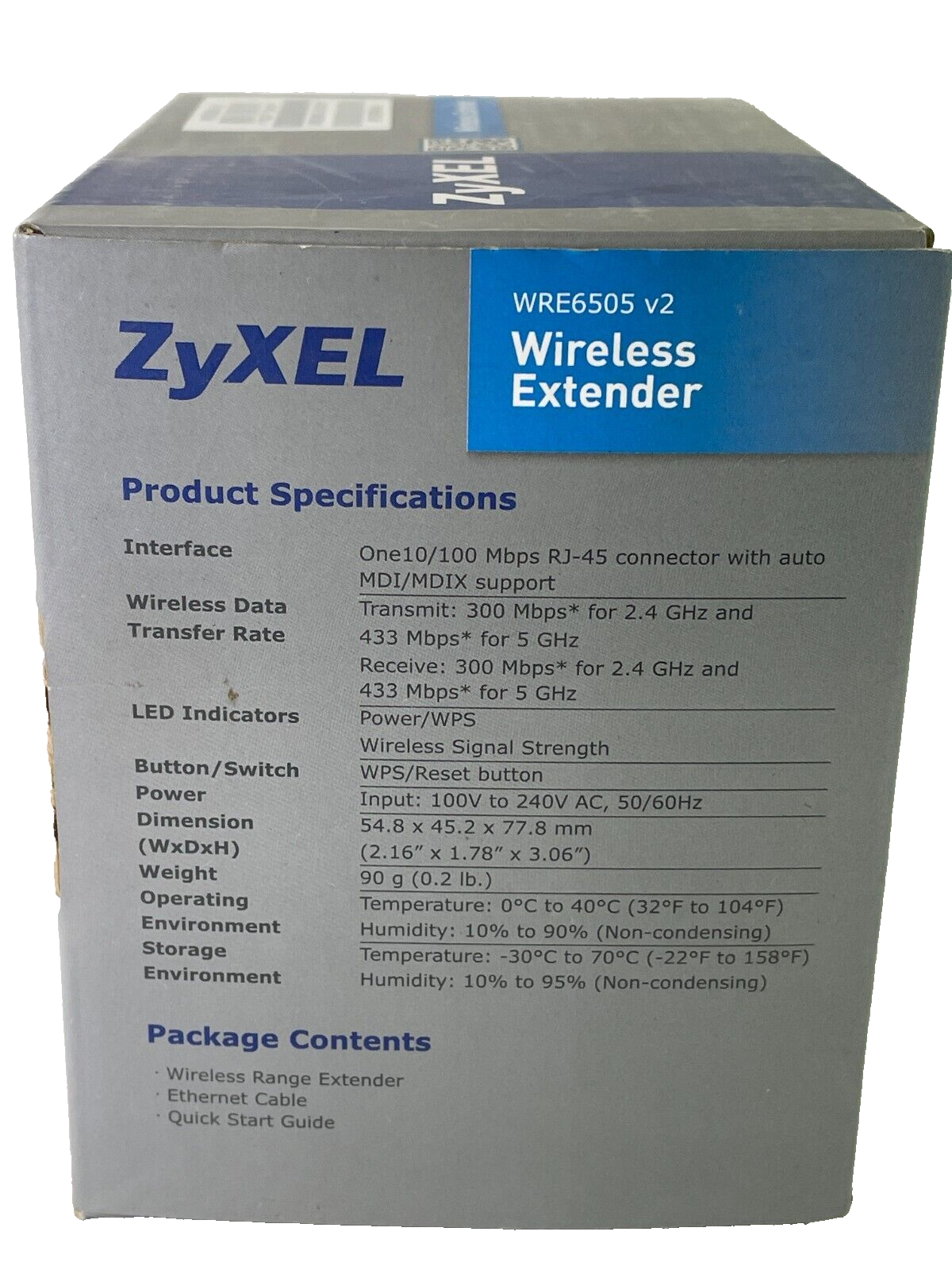 ZyXEL WRE6505 v2 AC750 Dual-Band WiFi Range Extender 2.4/5GHz 300 ...