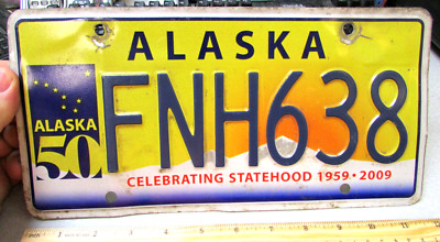Alaska License Plate 1959-2009 Celebrating 50 yrs of statehood FNH 638 ...
