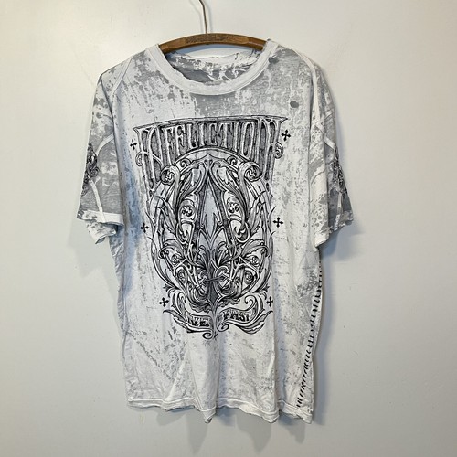 Affliction Graphic T shirt Mens Size XXL All Over Print Cyber Grunge | eBay