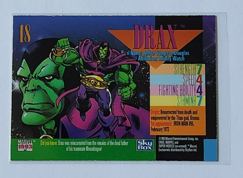 1993 MARVEL DRAX TRADING CARD | eBay