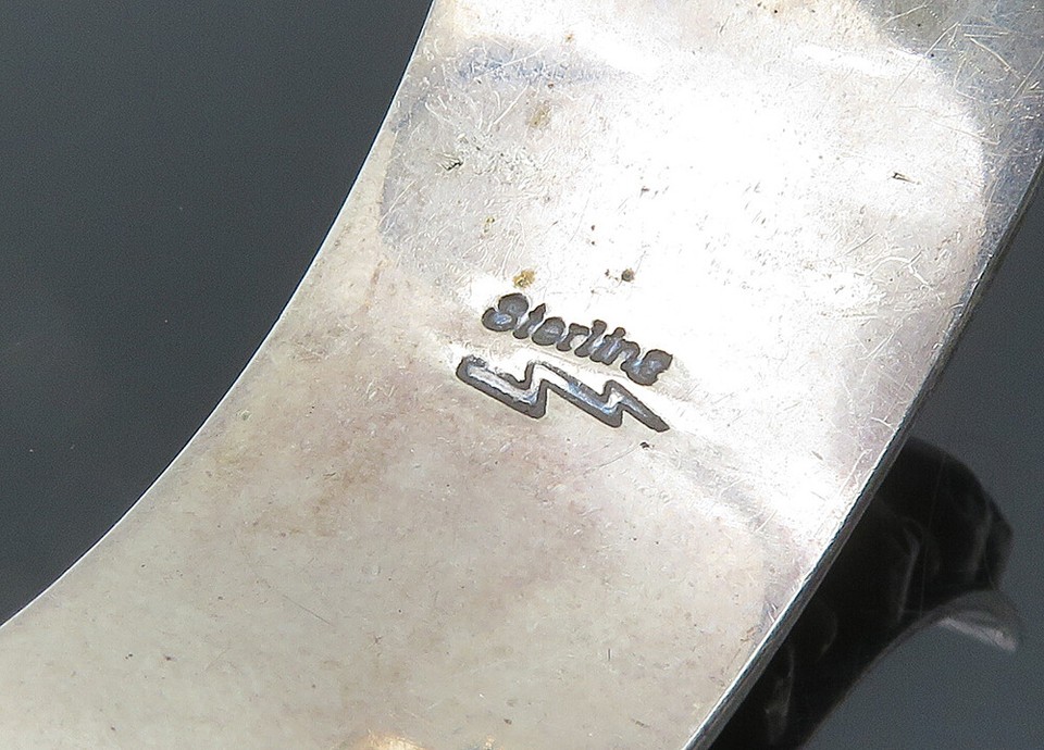 NAVAJO 925 Sterling Silver Vintage Black Onyx Watch Clips/Straps TR2988 ...