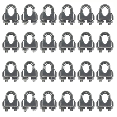 24PCS M4 5/32 Inches Stainless Steel Wire Rope Cable Clip Clamp ...