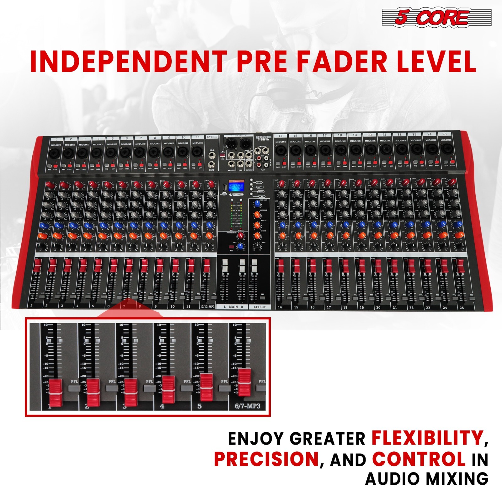24 Channel Studio Audio Mixer Bluetooth USB Digital Sound Mixing ...