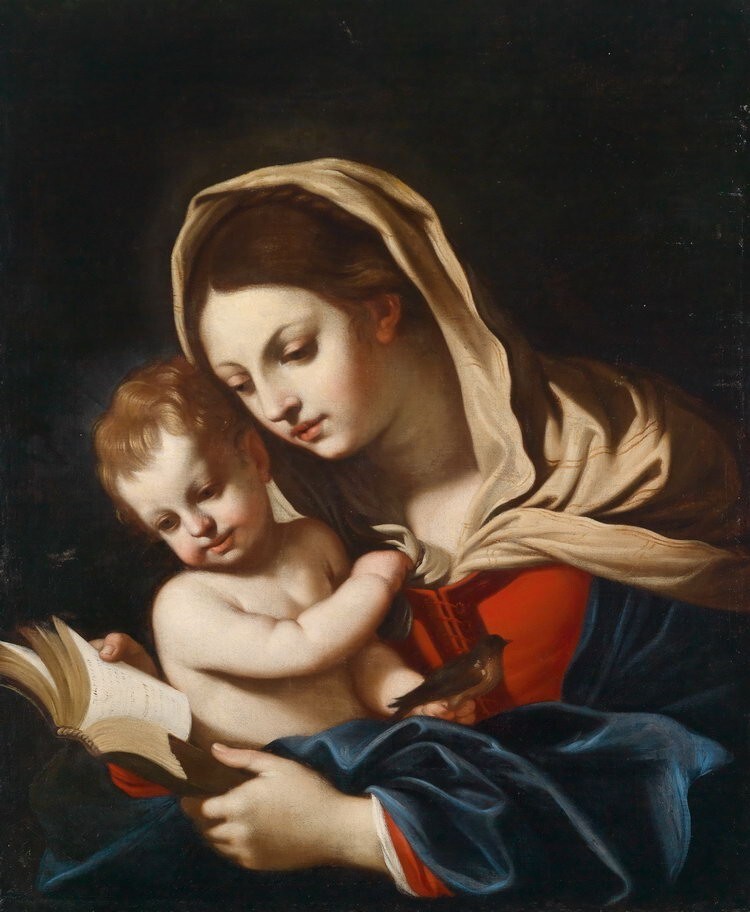 Handmade old Antique Oil Painting art Female Our Lady Mary on canvas 24 ...