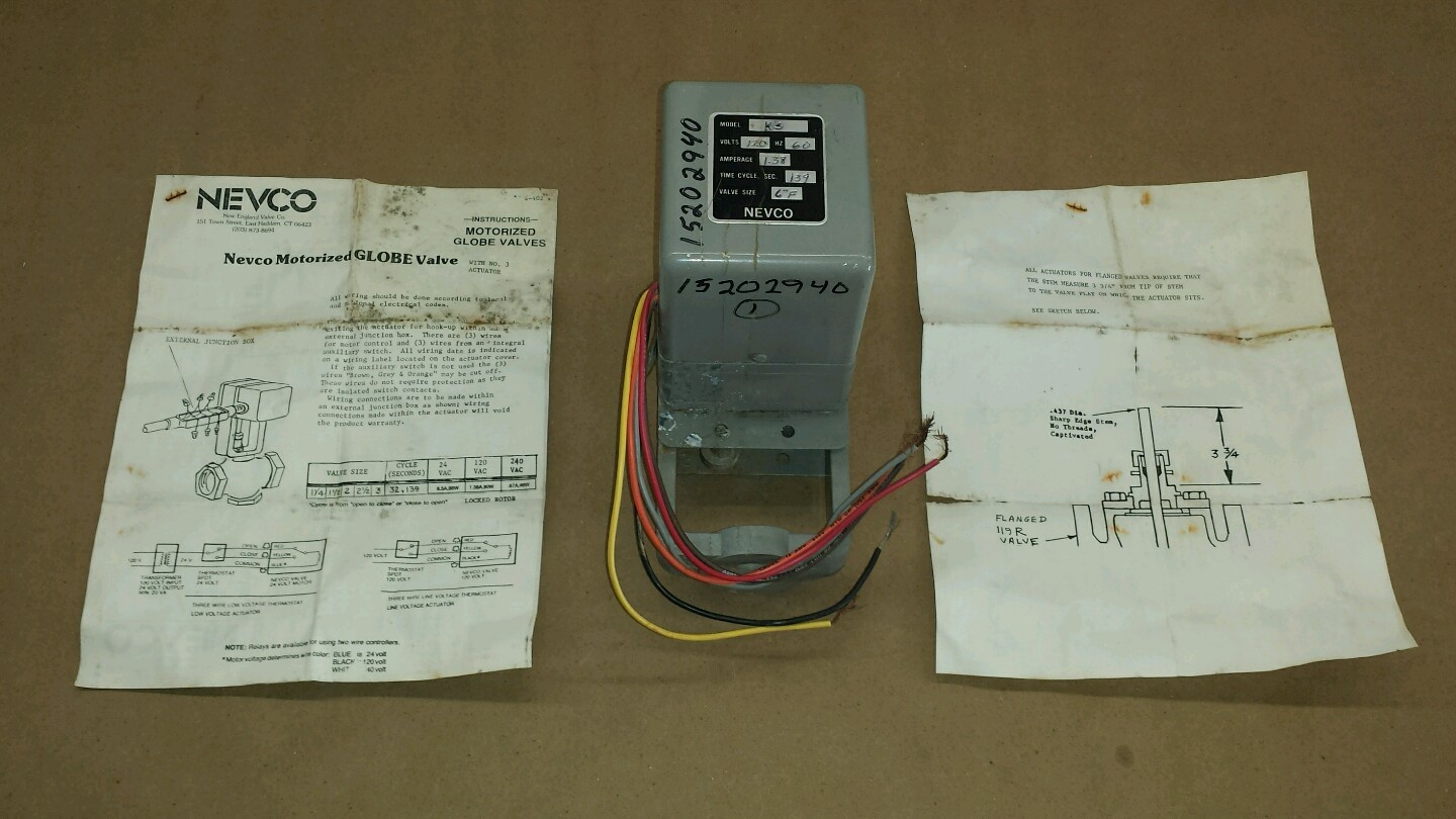 Nevco Model K3 Actuator Valve 1.38A 120V 60Hz | eBay