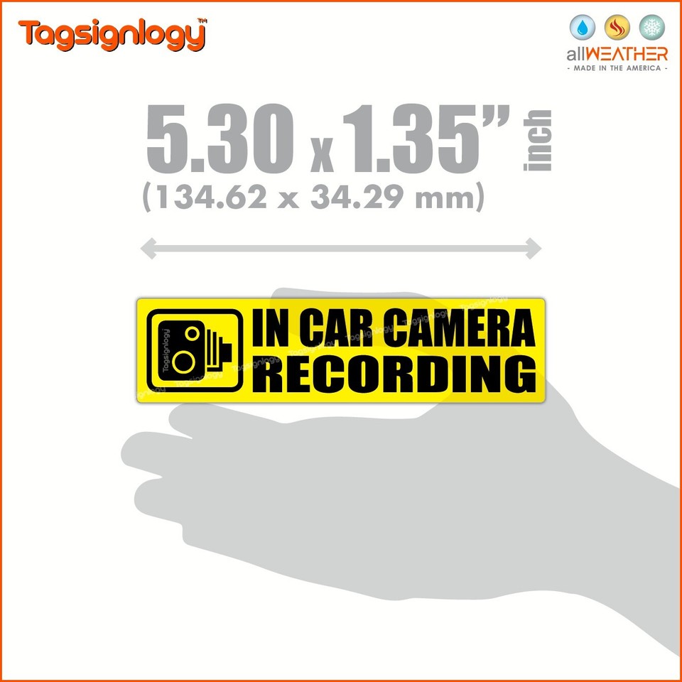 (4 pcs) In Car Camera Recording Stickers Dash Cam Video on Board Bumper ...